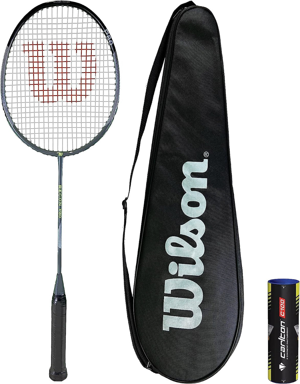 Wilson Recon P80 Badminton Racket, Protective Cover & Shuttles ...