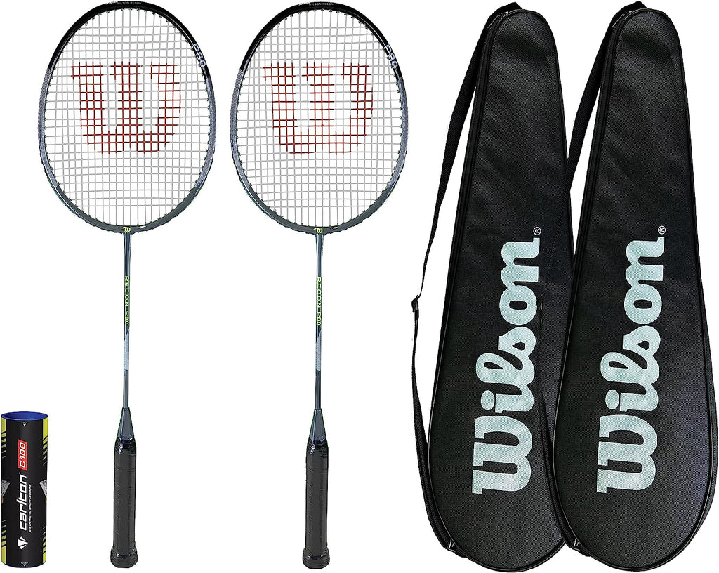 2 x Wilson Recon P80 Badminton Racket, Protective Cover & Shuttles ...