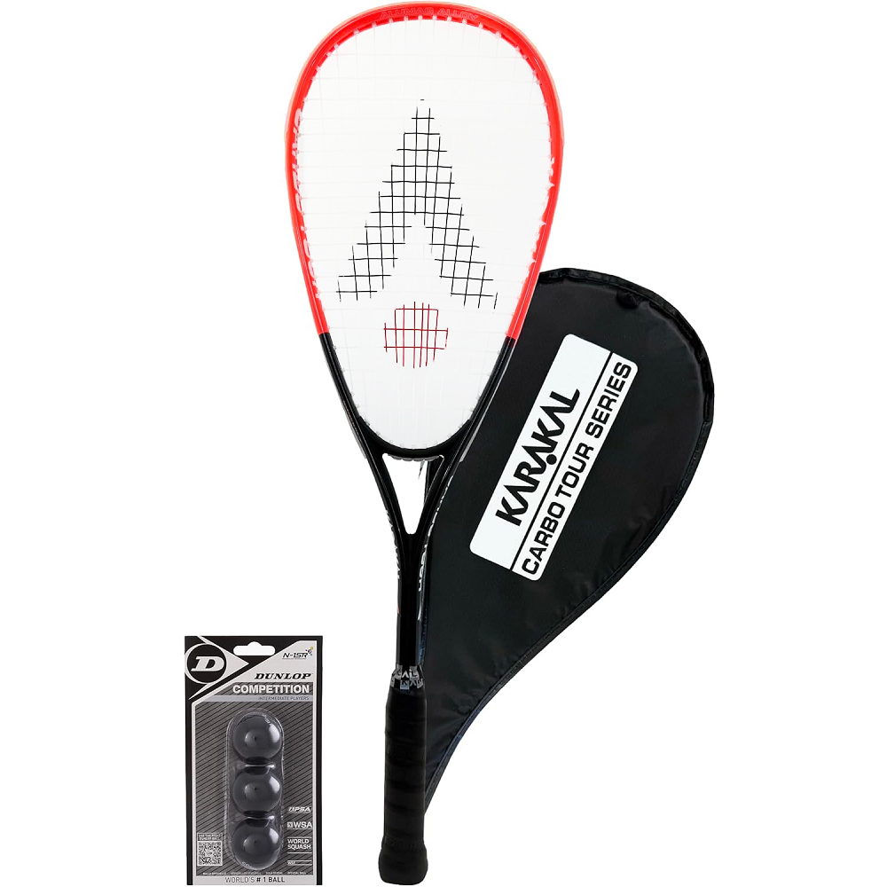 Karakal Carbo Tour Squash Racket Set with Balls & Carrycase ...