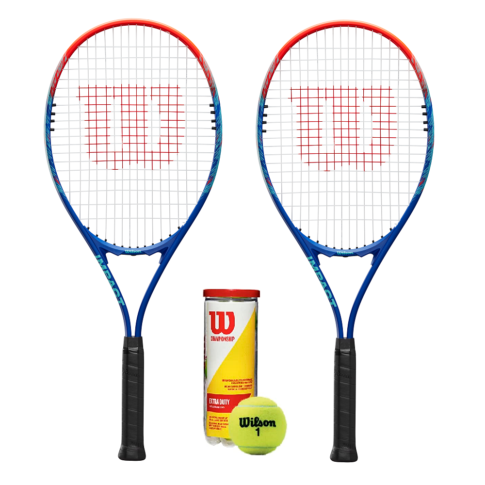 Wilson Impact 2 Player Tennis Racket Set Inc 3 Tennis Balls ...
