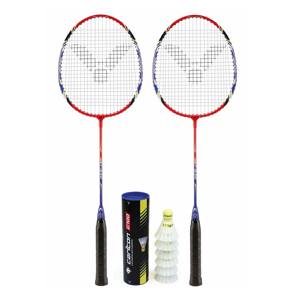 VICTOR 650 Badminton Racket Twin Set & 6 Shuttlecocks – Racketworld UK