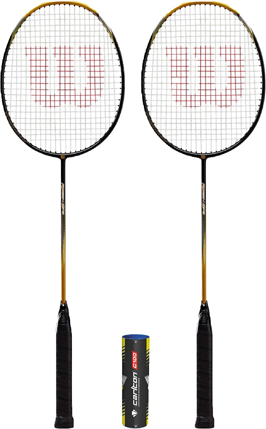 Wilson Recon 270 Graphite Badminton Racket Twin Set + Covers + 6 Shutt ...