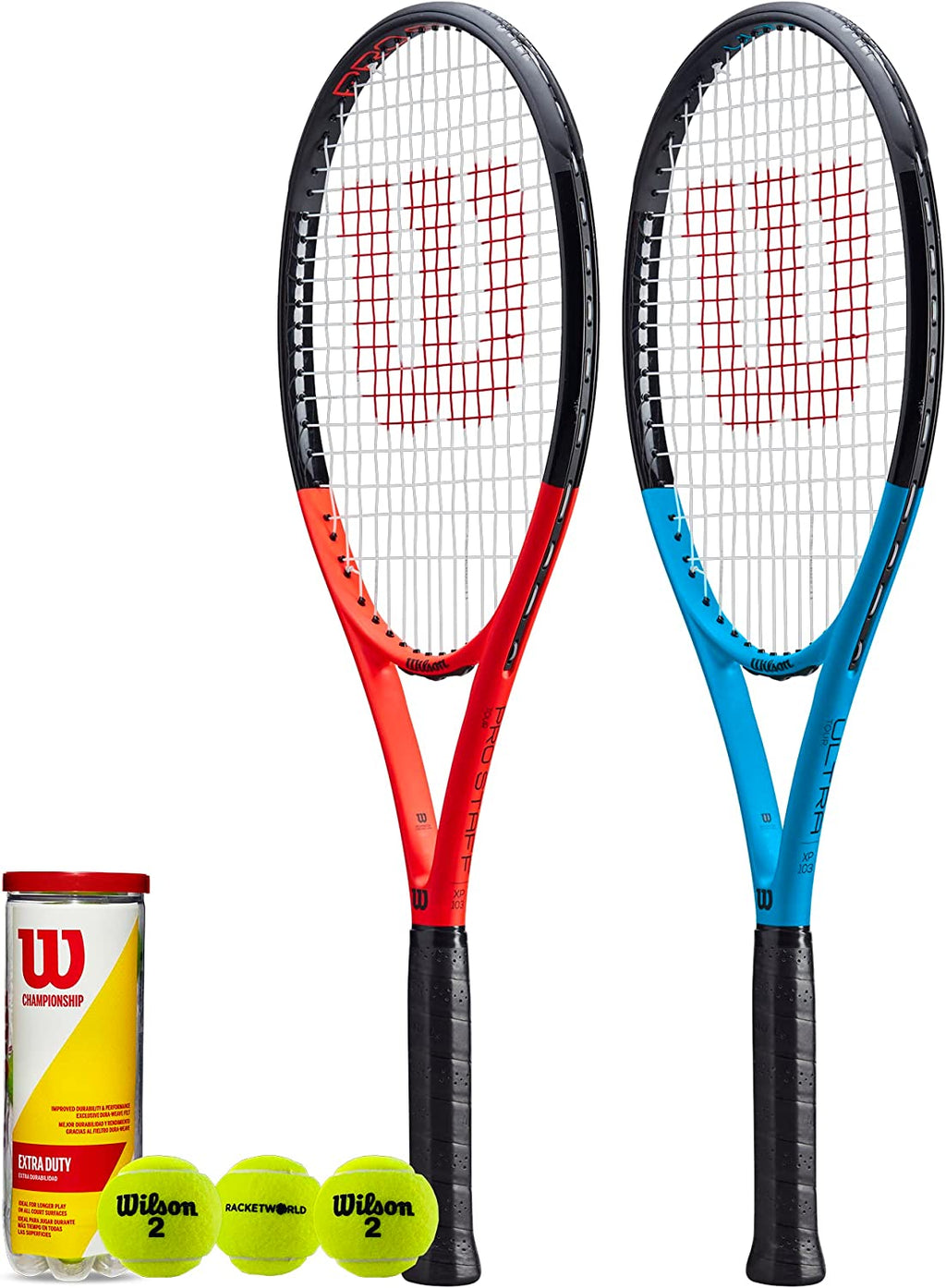 Wilson Tour XP 103 Graphite Tennis Racket Twin Set & 3 Balls ...
